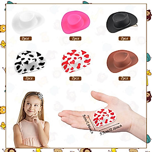 12 Pcs Mini Western Cowboy Cowgirl Hat Hair Clips, Plastic Mini Hat Hair Clip, Cute Cowboy Hat Clips, Cowgirl Hat Hair Clip for Decoration Accessories Toy Doll Dress Up Play House Games (Upgrade)