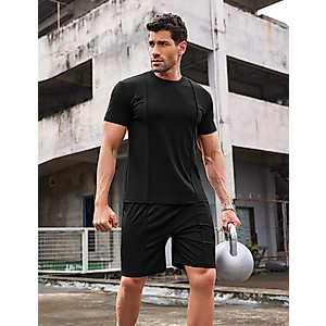 COOFANDY Men's Short Sets 2 Piece Outfits Fashion Summer Tracksuits Casual Sports Crew Neck T-Shirt Drawstring Shorts Set