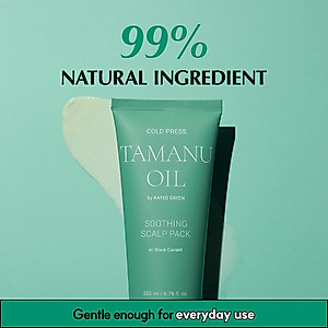 RATED GREEN Cold Press Tamanu Oil Soothing Scalp Pack w/Black Currant | Korean Hair Care Hair Conditioning Mask | Deep Conditioning Hair Mask for Dry Damaged Hair (Pack of 1, 6.76 Fl. Oz)