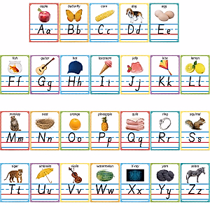 Alphabet and Number Bulletin Board Set Traditional Manuscript Alphabet Cards with Photographs for Classroom Decoration