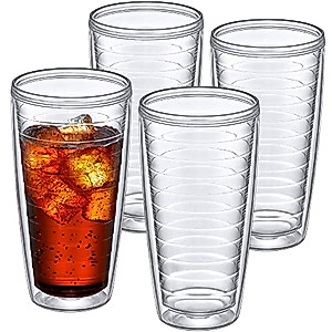 Amazing Abby - Alaska - 24-Ounce Insulated Plastic Tumblers (Set of 4), Double-Wall Plastic Drinking Glasses, All-Clear High-Balls, Reusable Plastic Cups, BPA-Free, Shatter-Proof, Dishwasher-Safe