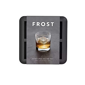 FROST Silicone Extra Large Cube Ice Tray w/Protective Lid | Charcoal | Easy to Remove Ice Cubes | Food Grade Premium Silicone | Dishwasher Safe, BPA Free