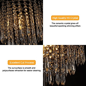 Crystal Floor Lamp, Triper-Layer Lampshade Crystal Floor Lamp for Bedroom Living Room, Modern Floor Lights with Foot Switch for Office, 66.92" Tall Pole Lamp, Elegant Chrome Finish, Bulb NOT Included