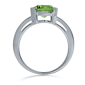 Silvershake 2.46ct. 10X8mm Natural Oval Shape Peridot White Gold Plated 925 Sterling Silver Solitaire Ring Size 10