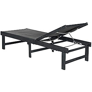 Safavieh PAT6708K Outdoor Collection Manteca Grey Lounge Chair, 0, Dark Slate Gray/Black