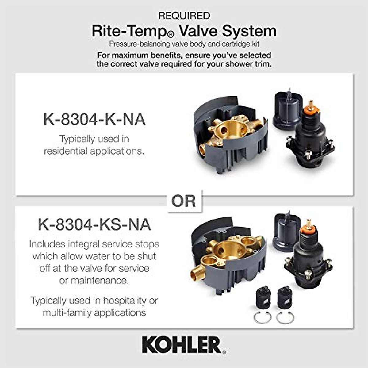 KOHLER TS15611-4-CP Coralais(R) Rite-Temp(R) Shower Valve Trim with Lever Handle and 2.5 gpm showerhead, Polished Chrome