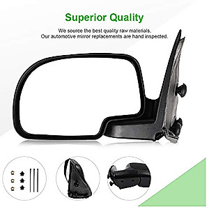 SCITOO Driver Left Door Mirror for 1999-2006 for Chevy Silverado Suburban Tahoe for GMC Sierra Yukon Manual Adjusted Folding Side Mirror (1999-2000 New Body Style 2007 Classic)