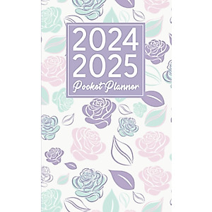 2024-2025 pocket planner: 2 year Pocket Calendar January 2024 to December 2025 - Roses Cover
