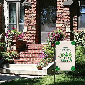 Tugaizi St.Patrick’s Day Garden Flag Clover Gnomes Welcome St.Patrick’s Day House Flag 13x18.9 Inch Double-sided Happy St. Patrick Day Garden Flag for House Yard Outdoor Decorarion