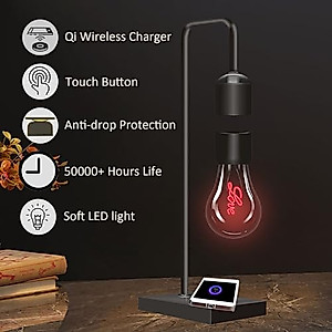 Floatidea Magnetic Levitating Lamp with Phone Wireless Charger Levitation Floating Light Bulb Novelty Love Lamp for Valentine's Day Birthday Anniversary Romantic Christmas Gift Decoration