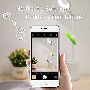 Seaciyan Led Desk Lamps, Small Cute Desk Lamp with 3 Lighting Modes, Modern Desk Ring Night Light with Pen Holder and Green Mini Fan for Home Office Bedroom