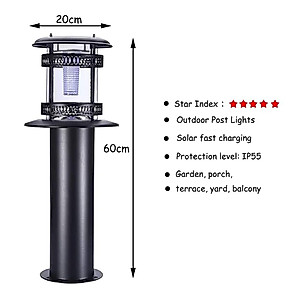 ZHUANYIYI Solar Lights Outdoor,Modern Minimalist Courtyard Lamp,LED Waterproof Post Lights Outdoor Garden Solar Post Lamp,for Home Garden