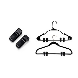 Velvet Hangers 60 Pack and Hanger Clips 100 Pack, Velvet Hangers with Clips for Pants, Skirts, Shorts, Socks, etc