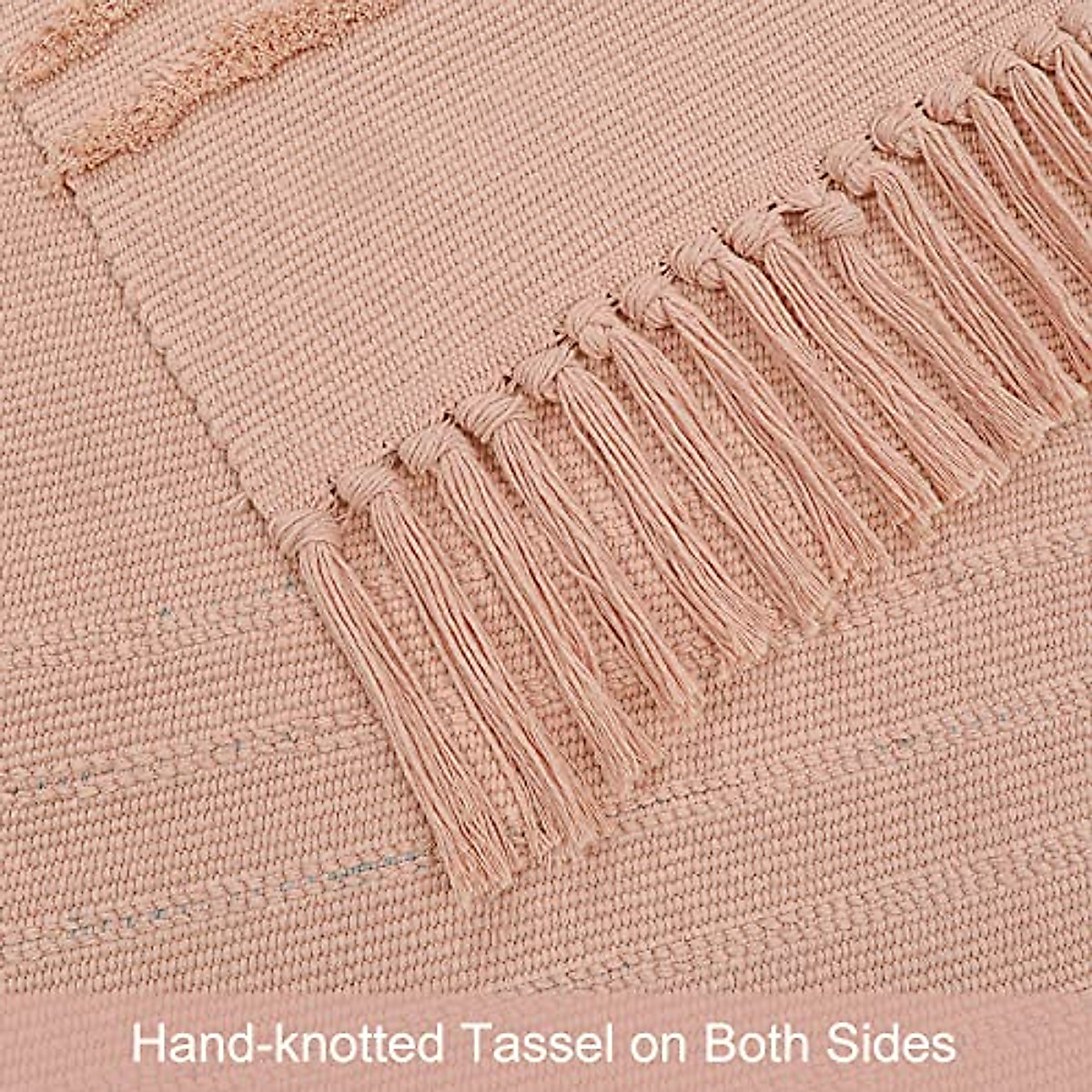 STARUIA Boho Pink Living Room Rug 5'x7' Washable Cotton Bedroom Rug, Woven Linear Tufted Nursery Area Rug with Tassels Accent Farmhouse Carpet for Teen Room Entryway Dorm