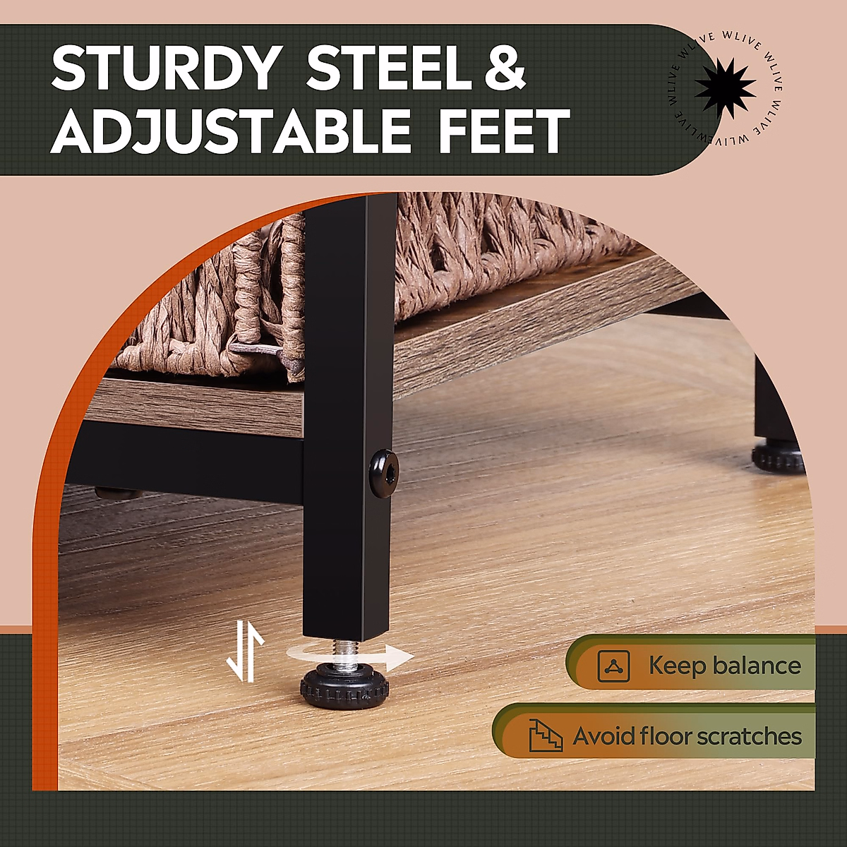 WLIVE Side Table with Charging Station and USB Ports, Small End Tables for Small Spaces, 3-Tier Nightstand with Adjustable Shelf, Bedside Tables, Living Room, Bedroom, Brown