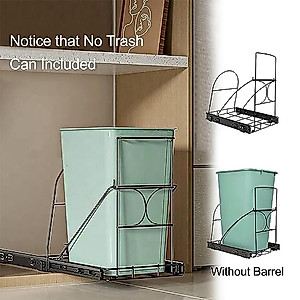 oxinyra Pull Out Trash Can Under Cabinet, 35Qts Under Sink Trash Can Shelf for Kitchen Cabinets, Adjustable Slide Out Garbage Can Kit Black, Trash Can Not Included