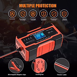 YONHAN Battery Charger 10-Amp 12V and 24V Fully-Automatic Smart Car Battery Charger, Battery Maintainer Trickle Charger, and Battery Desulfator with Temperature Compensation