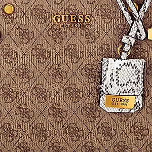 GUESS Zadie Girlfriend Satchel, Latte Logo Python