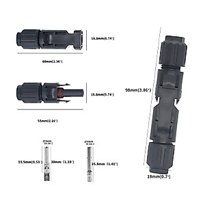 LiuTaoWMX 12 Pairs/24PCS Solar Connectors, IP67 Waterproof 1000V 30A Male & Female Solar Panel Cable Connectors (12AWG-10AWG)