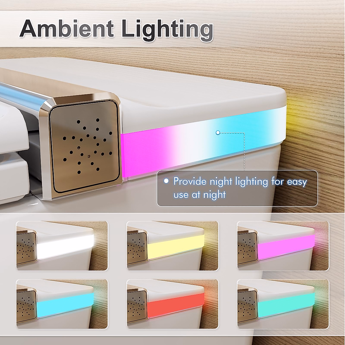 GivingTree Smart Toilet with Fully Functions,Microwave and Infrared Dual Touch-Free mode for Lid Opening and Closing, Dual cleaning Smart Bidet Toilet with Color Adjustable Ambient Lighting