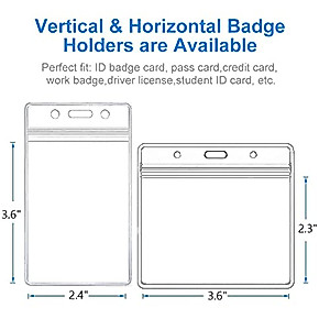 YENGON 6 Pcs ID Card Holders, Vertical & Horizontal ID Badge Holder, Premium Clear Plastic ID Holders for Badges, Card Protector Waterproof for Work ID Card ( Horizontal Vertical)