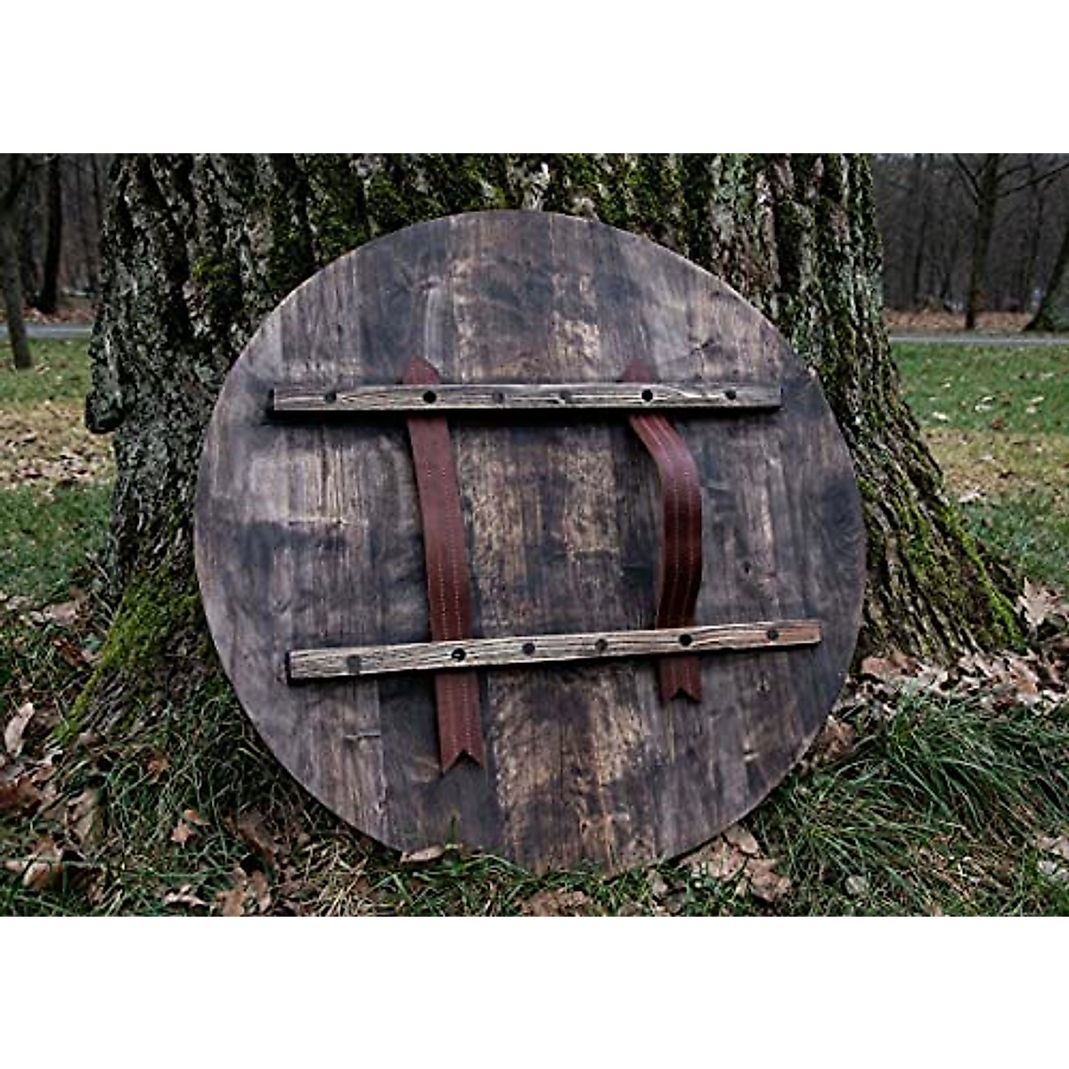 Kasmiartgallery Medieval Viking Shield with Carved Norse Runic Ornaments Shield Celtic Ornament Green