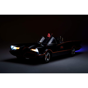 Jada 98625 DC Comics Classic TV Series Batmobile Die-cast Car, 1:18 Scale Vehicle & 3" Batman & Robin Collectible Figurine 100% Metal, Black