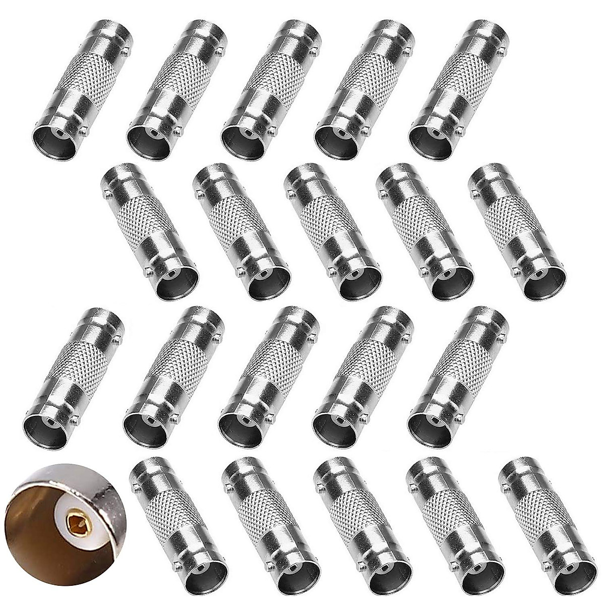 TJMD BNC Connectors 50 Pcs BNC Barrel connectors BNC Female to Female Straight Coupler Adapter for CCTV Camera Survelliance System
