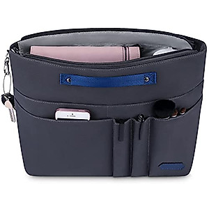 HyFanStr Purse Organizer Insert for Handbags,Tote Bag Organizer Insert Zipper Bag for Women, Handbag Organizer Inside Liner with 15 Pockets, Gray L