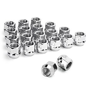 Dynofit 12X1.5 Open End Lug Nuts For Honda Civic Corolla Sienna Colorado S10, 20pcs 12mmx1.5 Aftermarket Open Nuts Compatible With Ford Escape Focus Grand Caravan, Galvanize Alloy Steel Wheel Lug Nuts