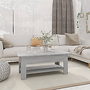 QJBSAVVA Coffee Table Gray Sonoma 40.2"x21.7"x16.5" Engineered Wood,Floor Standing Table Table for Living Room Cocktail Table Suitable for Meeting Rooms, Reception Rooms, Offices