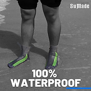 SuMade Waterproof Hiking Socks,Womens Mens Rainy Day Water Resistant Athletic Lightweight Breathable Dry Fit Anti-blister Cushioned Trekking Cycling Socks 1 Pair (Black,Small)