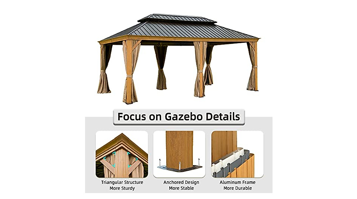 Domi Outdoor 12'x20' Hardtop Gazebo - Perfect for Patio
