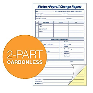 TOPS Employee Status/Payroll Change Report, 2-Part, Carbonless, 50 ST/PK (3840) - White/Canary