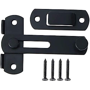 2 Pack Large Stainless Steel Gate Latches, Door Holder Flip Latch Safety Door Bolt Latch Lock (Black)