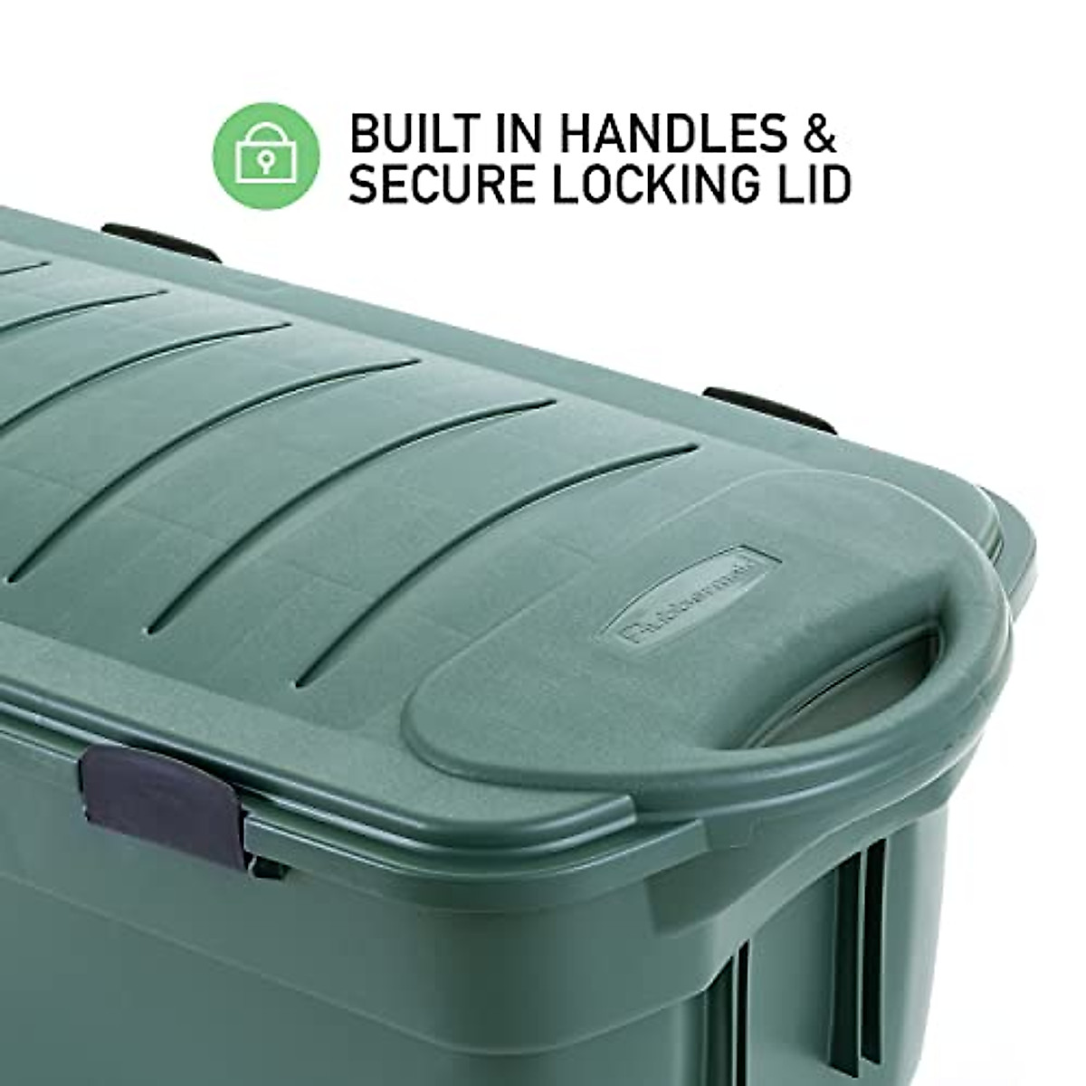 Rubbermaid ECOSense Wheeled Storage Totes, 40 Gal Pack of 2, Durable and Reusable Bins with Latching Lids for Garage or Home Organization, Made From Recycled Materials