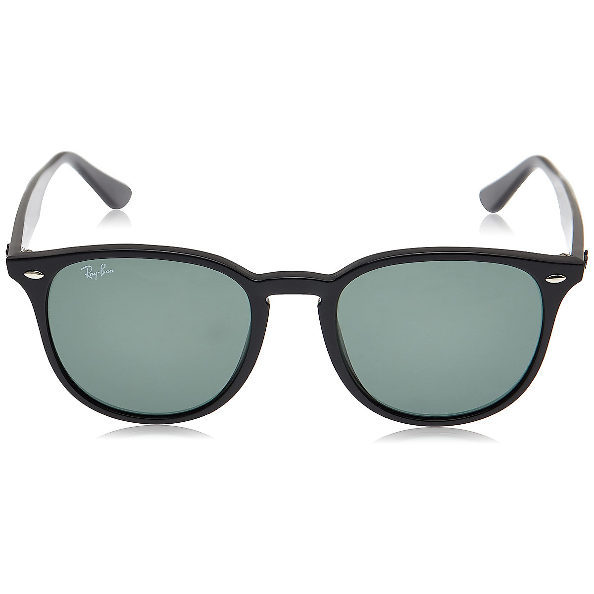 Ray-Ban RB4259F Low Bridge Fit Round Sunglasses, Black/Dark Green, 53 mm