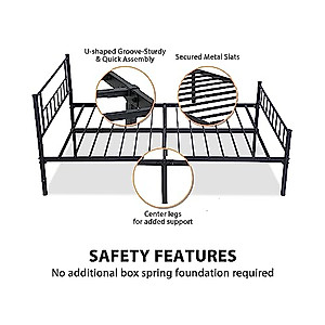 Haiput Wam King Metal Bed Frames with Headboard, Metal Platform Bed Frame King Noise-Free, Farmhouse Bed Frame No Box Spring Needed, Easy Assembly,King