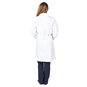 Natural Uniforms Unisex 40 inch Lab Coat Long Sleeve Professional Medical Coat, White (Medium)