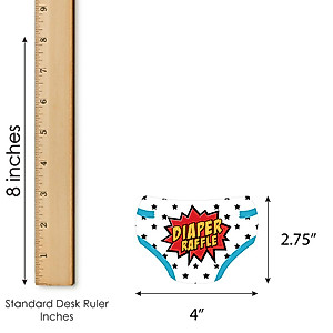 Big Dot of Happiness Bam Superhero - Diaper Shaped Raffle Ticket Inserts - Baby Shower Activities - Diaper Raffle Game - Set of 24