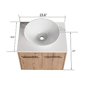 24 inch Bathroom Vanity with Sink,Modern Bathroom Vanities for Small Bathroom,Floating Bathroom Vanity with Ceramic Sink