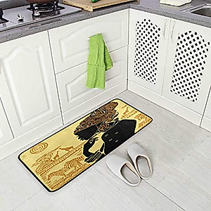 ALAZA Beautiful African Woman Zebra Print Animal Non Slip Kitchen Floor Mat Kitchen Rug for Entryway Hallway Bathroom Living Room Bedroom 39 x 20 inches(1.7' x 3.3')