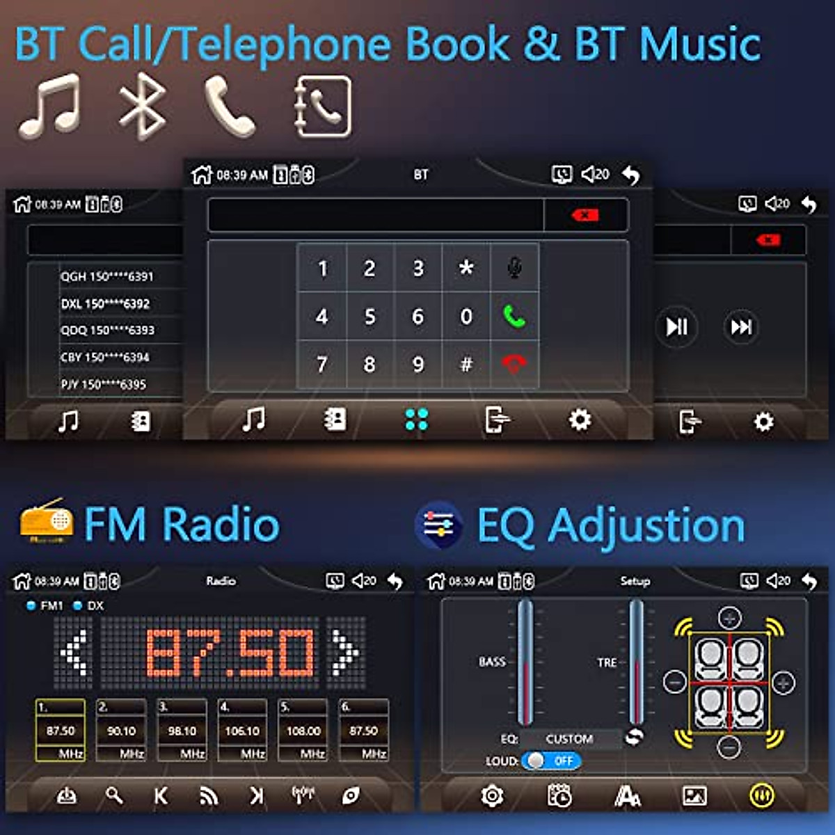 Single Din Apple Carplay Car Stereo with Android Auto, podofo 9" HD Touchscreen Bluetooth Car Radio Supports FM/AM Radio Mirror Link SWC,Car Audio Receivers with Backup Camera/External Mic/USB