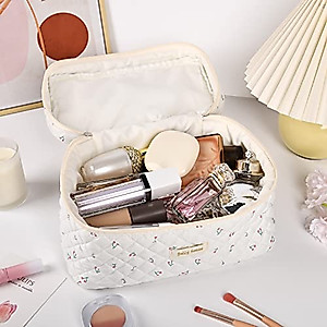 SOIDRAM Coquette Makeup Bag Coquette Aesthetic Cosmetic Bag Large Travel Makeup Organizer Cute Pouch Cotto Kawaii Toiletry Bag