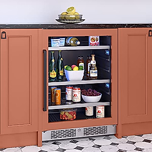 Avallon ABR241BLSS 24 Inch Wide 140 Can Energy Efficient Beverage Center with LED Lighting, Double Pane Glass, Touch Control Panel and Right Swing Door