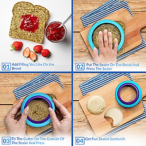 LACUNAS Sandwich Cutter and Sealer for Kids - Stainless Steel PB&J Sandwich Maker & Decruster - Cute Lunchbox Accessories For Kids Lunchbox and Kids Bento Box