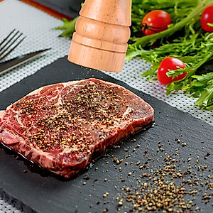 SZUAH Salt and Pepper Grinders, Oak Wooden Salt and Pepper Mills Shakers with Cleaning Brush & Wood Stand, Ceramic Rotor with Strong Adjustable Coarseness[Set of 2]