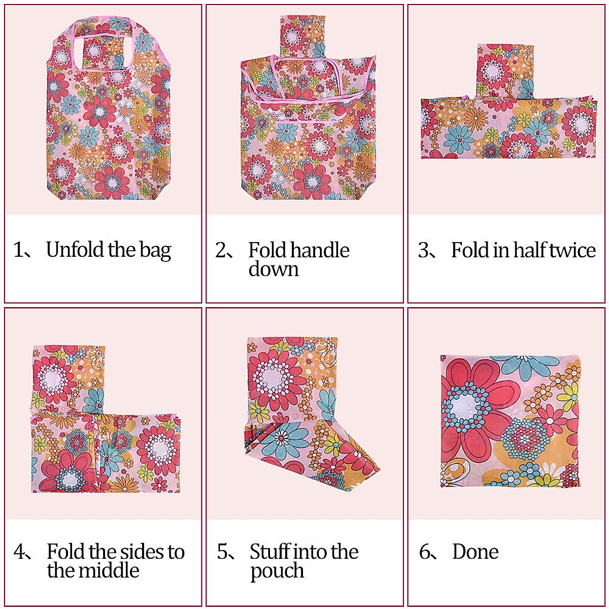 10 Pack Reusable Grocery Shopping Bags, SZUAH Foldable Shopping Bags Grocery Tote with Attached Pouch,Machine Washable Eco-Friendly.