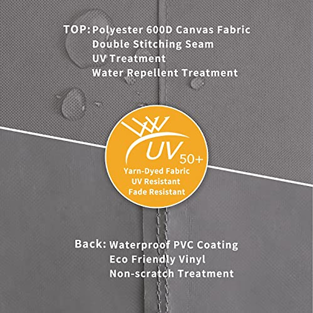 Easy-Going Patio Coffee Table Cover Small Outdoor Rectangular Table Cover, UV Resistant Waterproof Patio Furniture Cover (48" Lx28 Wx16 H, Gray/Dark Gray)