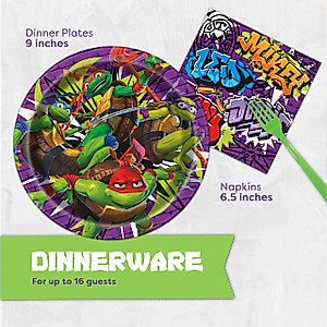 Teenage Mutant Ninja Turtle Birthday Party Supplies | Serves 16 Guests | Officially Licensed | TMNT Mutant Mayhem Movie | Birthday Decorations
